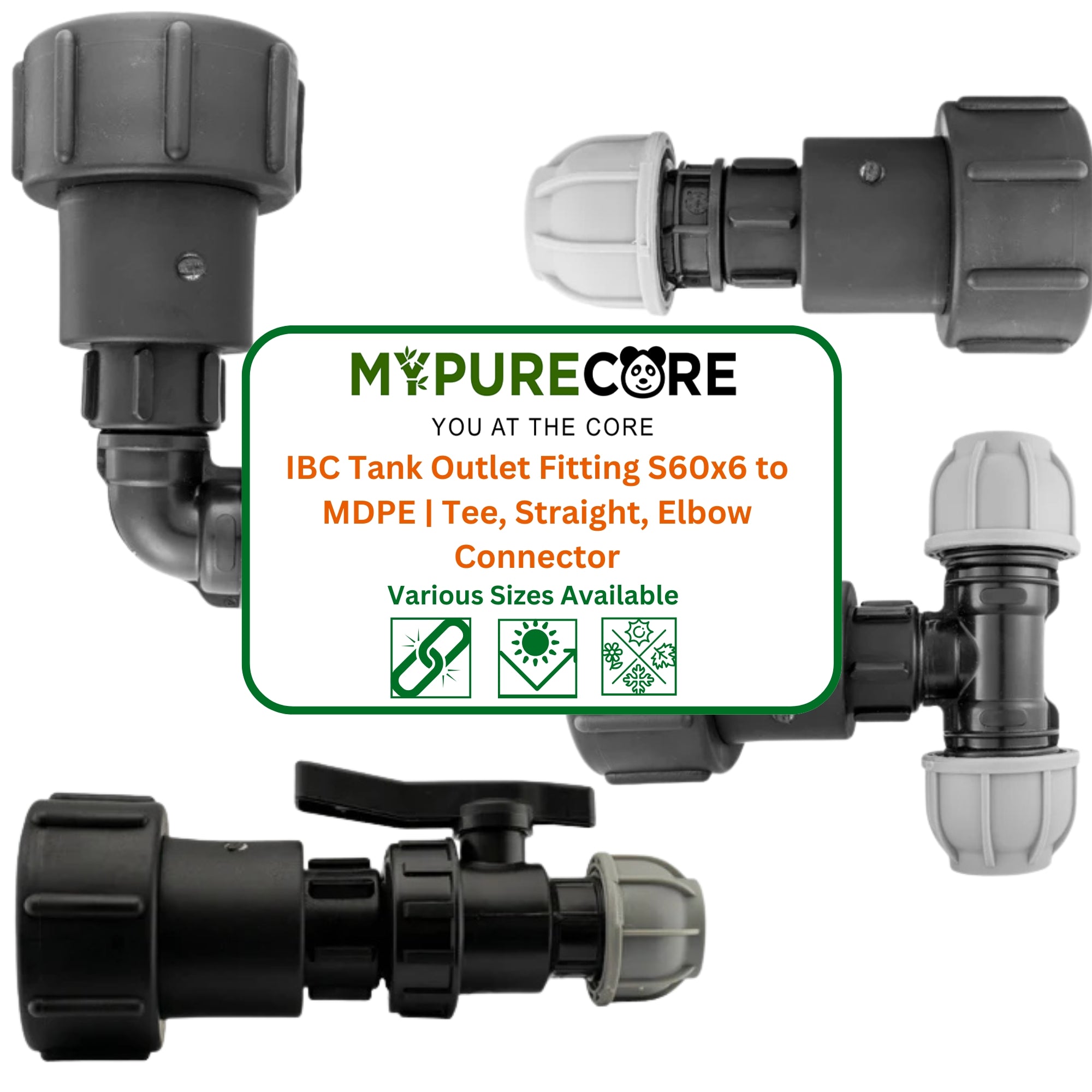 Buy IBC Tank Outlet Fitting S60x6 to MDPE20mm 25mm 32mm,Tee,Straight ...